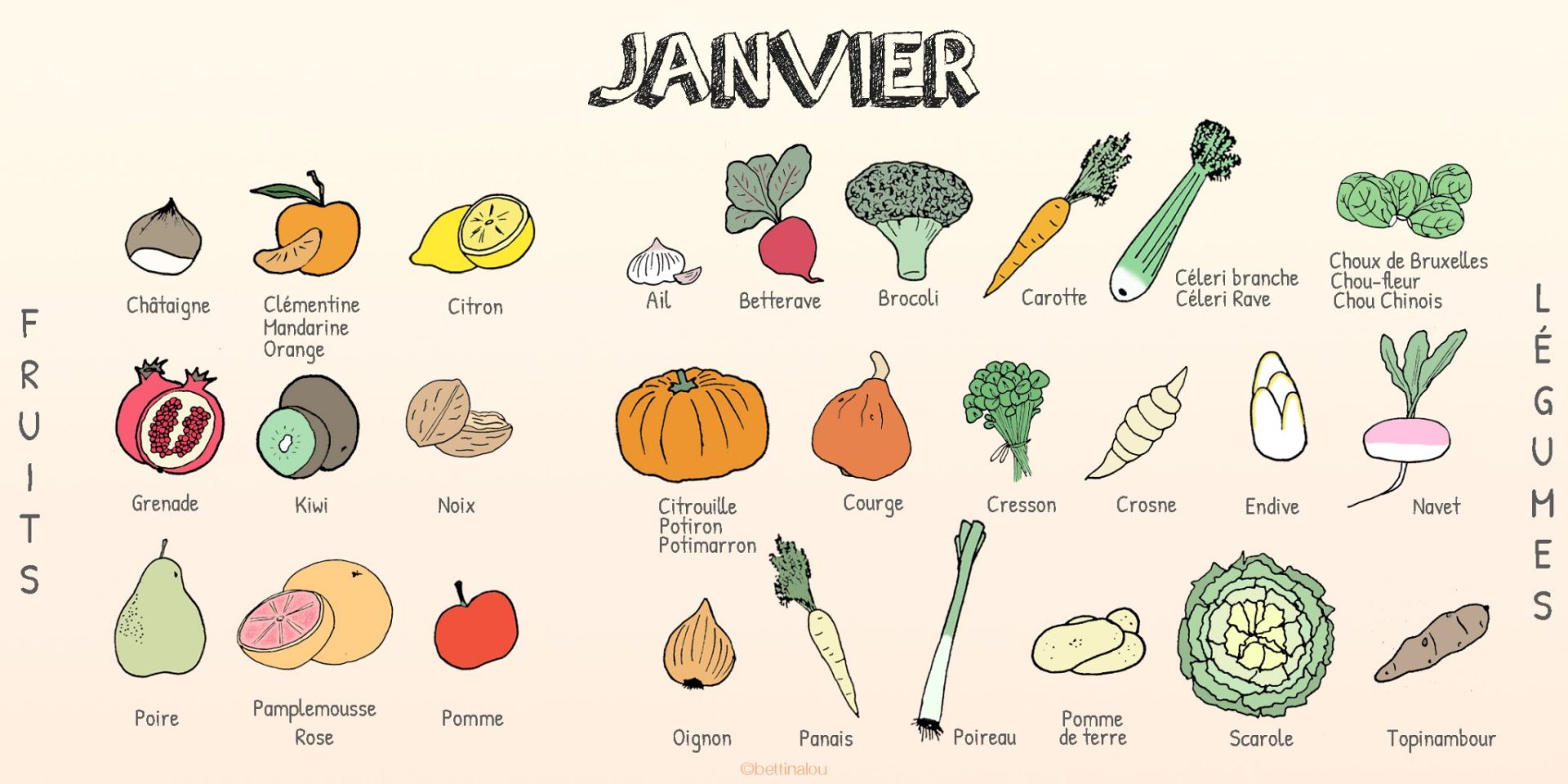 Janvier : découvrez les fruits et légumes de saison - Jardin de Grand Meres